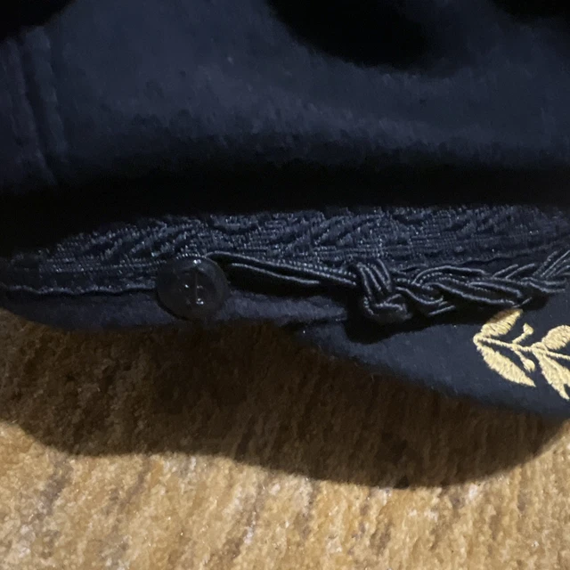 AEGEAN CAPTAIN COSTUME Cap Black/Gold Embroidered Cotton Hat Size 56-7 ...