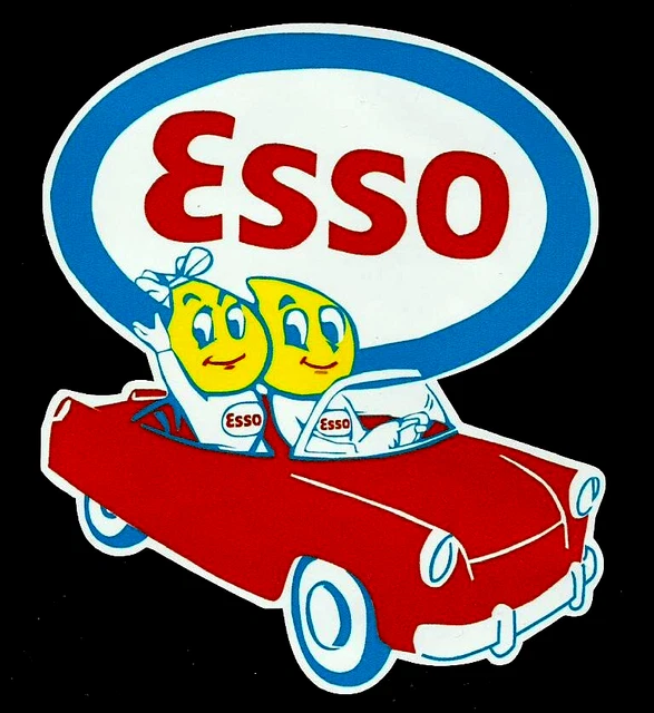 ESSO &DRIP MAN & GIRL MOTORING" Sticker / Decal RETRO 50's 60's PETROL ...