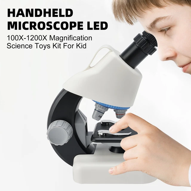 HANDHELD MICROSCOPE LED 100X-1200X Magnification Science Toys Kit For ...