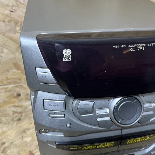 KENWOOD MINI HIFI Xd-751 Music Stack Radio 2 Tape Player 3 Cd Player No ...