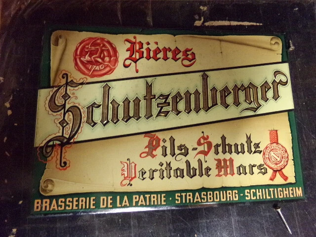 ANCIENNE TOLE BIERE Brasserie Schutzenberger La Patrie Veritable Mars ...