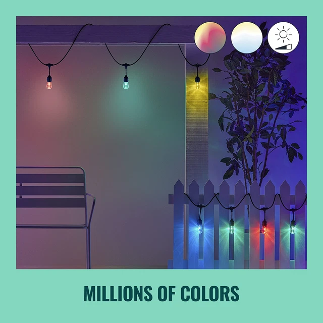 WIZ SMART COLOUR Connected Outdoor Festoon String Lights [48ft UK ...