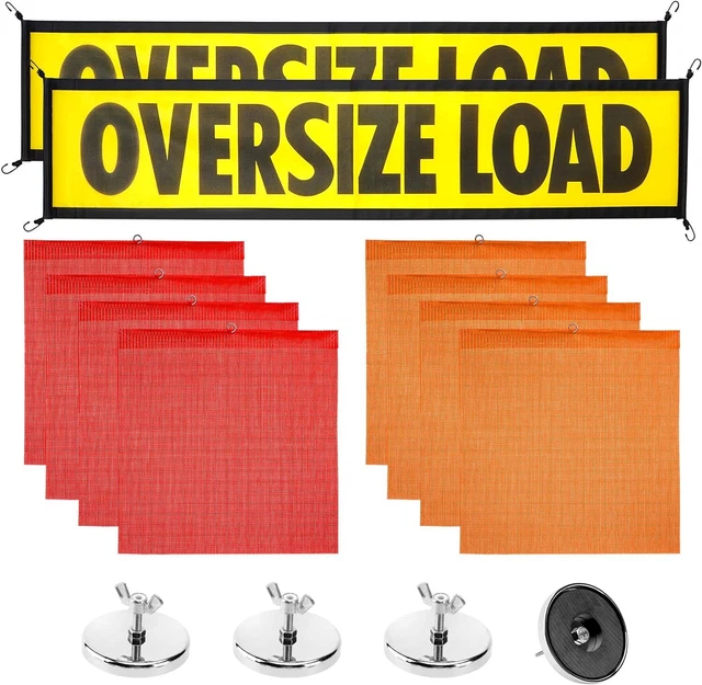 OVERSIZE LOAD BANNERS, Safety Flags W/Magnets Kit For Truck Trailer Van ...