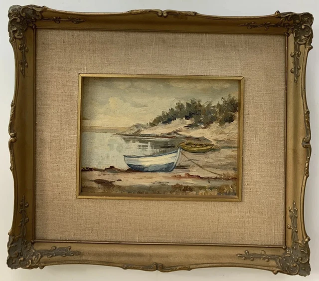 ORIGINAL MID CENTURY Impressionist Seascape Oil On Board Painting ...