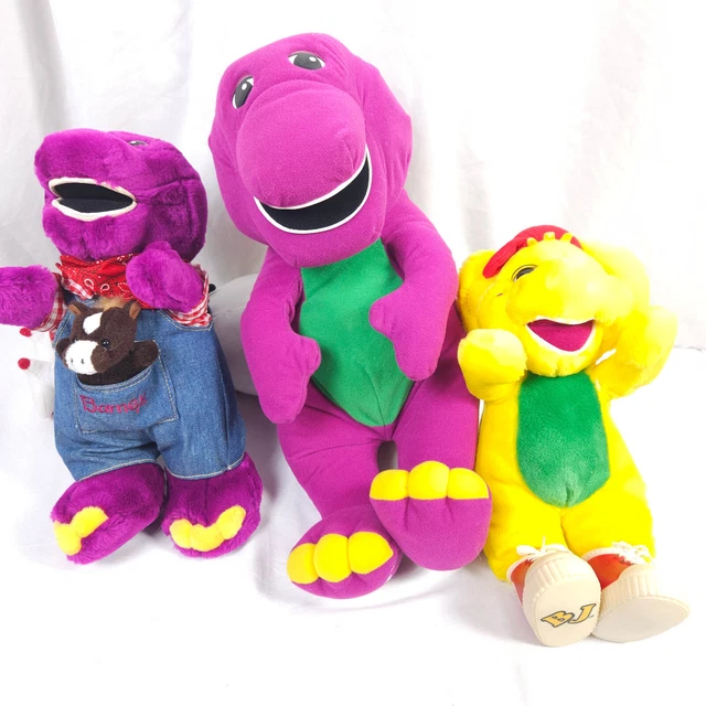 VINTAGE BARNEY PLUSH Lot 1996 Playskool Talking - 1994 BJ - Farmer ...