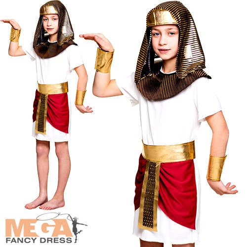 FARAONE TUTANKHAMON RAGAZZI Abito Fantastico Antico Imperatore Egizio ...