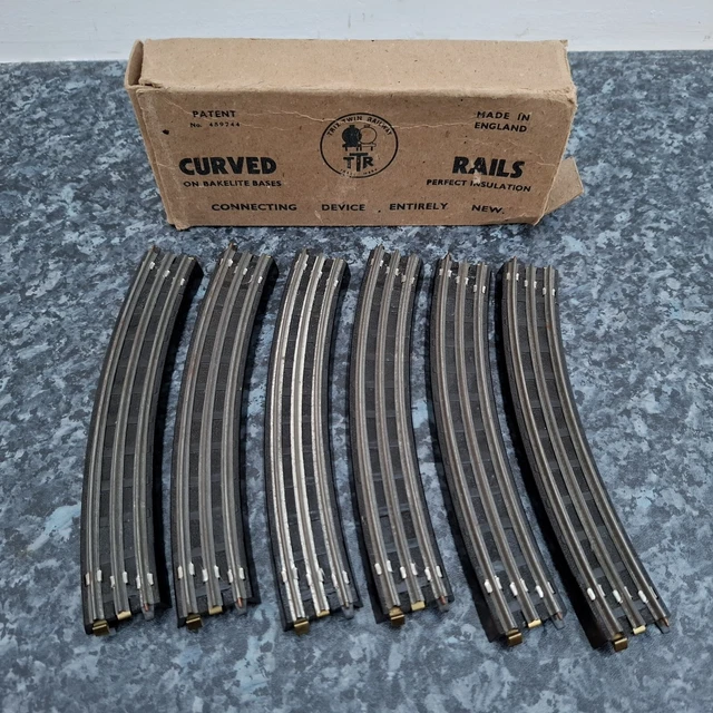 VINTAGE BAKELITE PLASTIC TTR Trix Twin Railway Track 6 x Curved Rails ...