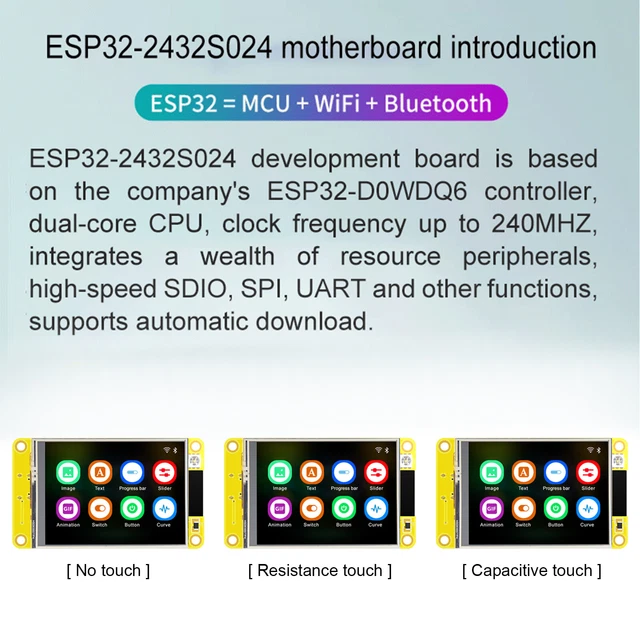 Esp32 Development Board Display Wifi Bluetooth Touch Screen Lvgl Dual Core Cpu Eur 2522 