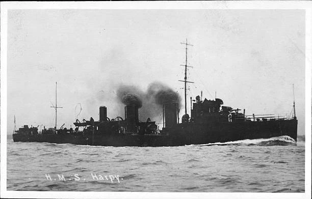 BRITISH ROYAL NAVY Battleship Destroyer HMS Harpy SHIPPING NAVAL OLD ...