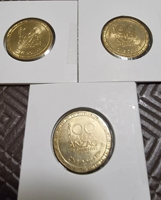 $1 COIN - 100 YEARS OF ANZAC 2014 x 7 COINS - CIRCULATED BUT GREAT ...