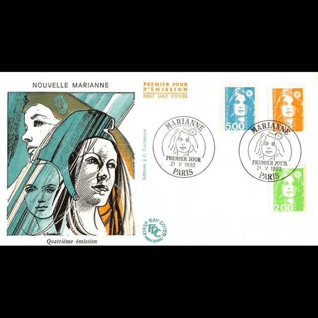 FDC JF - Marianne de Briat (1 - 2 - 5 Fr) - 21/5/1990 Paris EUR 3,00 ...
