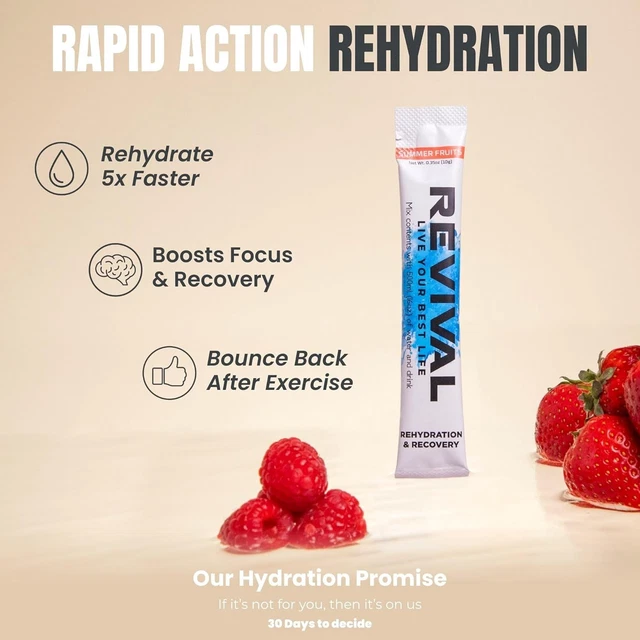 REVIVAL ELECTROLYTE HYDRATION Powder - 30 Pack with High Strength ...