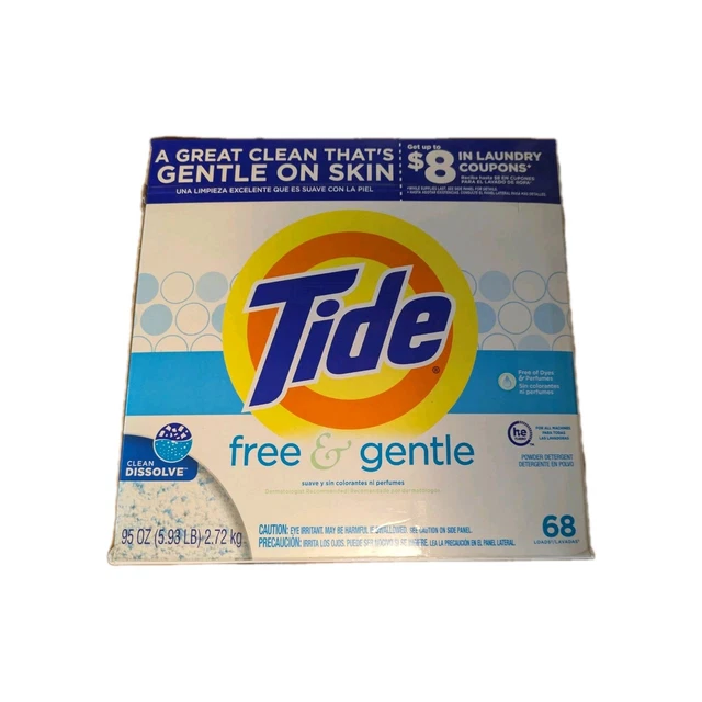 TIDE FREE AND Gentle Laundry Detergent Powder 68 Loads 95 Oz Box NEW £ ...