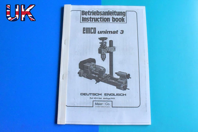 EMCO UNIMAT 3 Modelling Lathe Instruction Book & Parts List - Near Mint ...