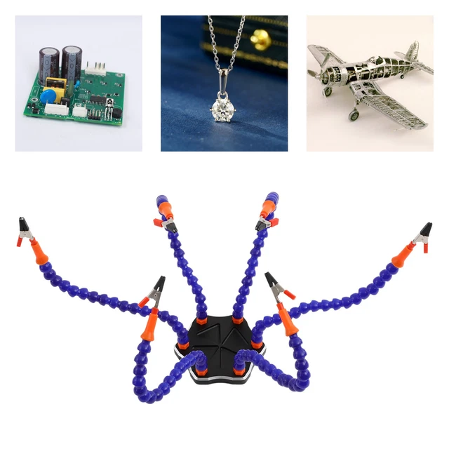 CLAMP HELPING HANDS w/6 Flexible Arms Soldering Third Hand PCB Holder ...