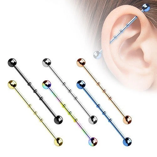 PIERCING INDUSTRIEL HALTÈRE Oreille Hélix Cartilage Échafaudage Avec ...