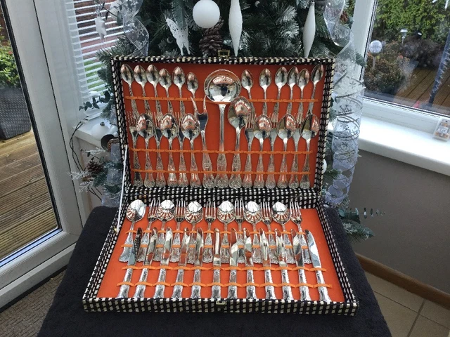 SILVER PLATE ITALIAN A800 EP.ZING Canteen Cutlery set Kings Pattern 51 ...