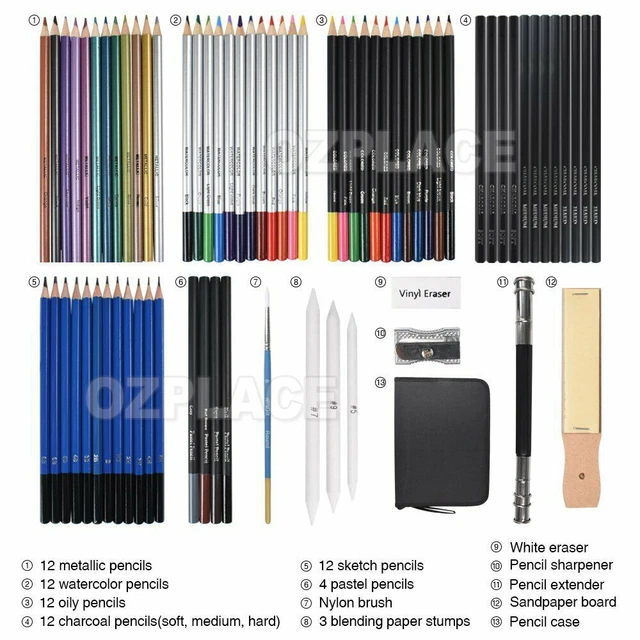 ART SKETCH PENCILS Oil Drawing Colouring Graphite Charcoal Pencil 72pcs ...