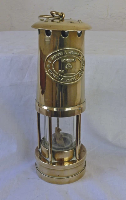 VINTAGE BRASS WELSH Miners Lamp By E. Thomas & Williams 1982 £85.00 ...