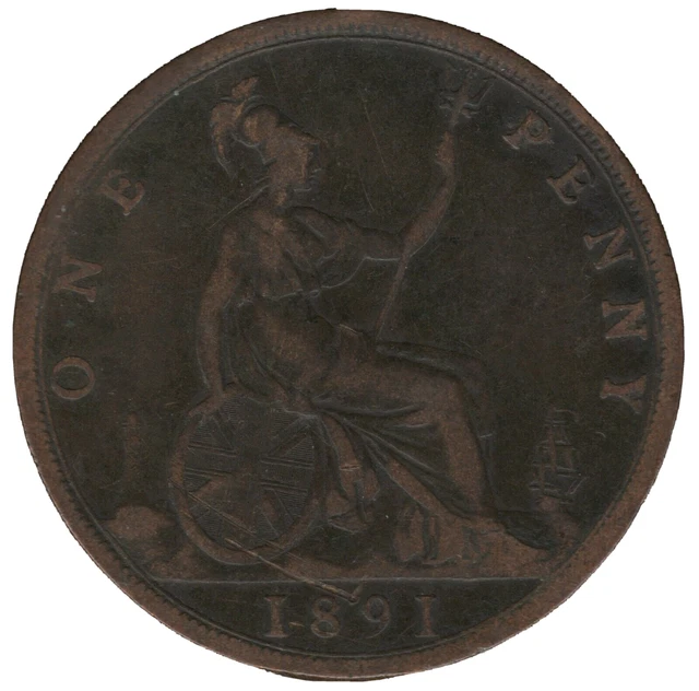1891 GREAT BRITAIN – Queen Victoria – One Penny Coin – Pre-Decimal £5. ...