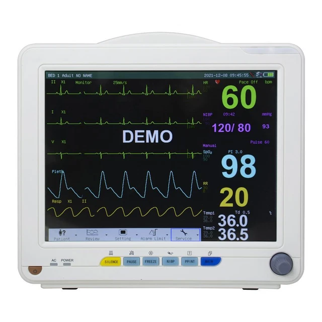 CAREJOY 6-PARAMETER PATIENT Monitor 12 Display ECG NIBP PR SpO2 TEMP ...