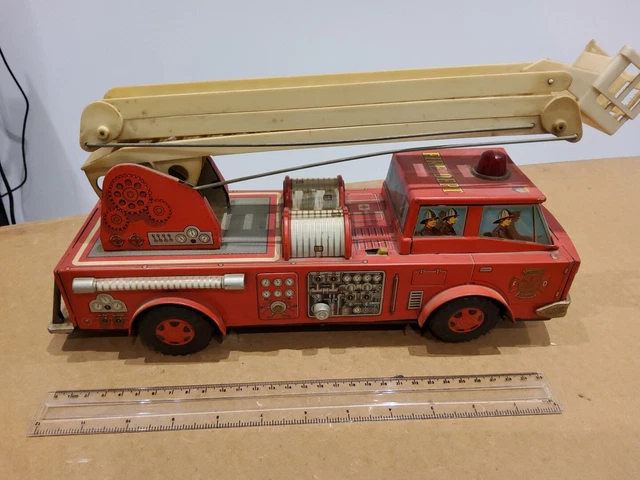 1960S MADE IN Japan Tin Fire Engine Battery Operated SH Horikawa Fire Dept £57.92 - PicClick UK