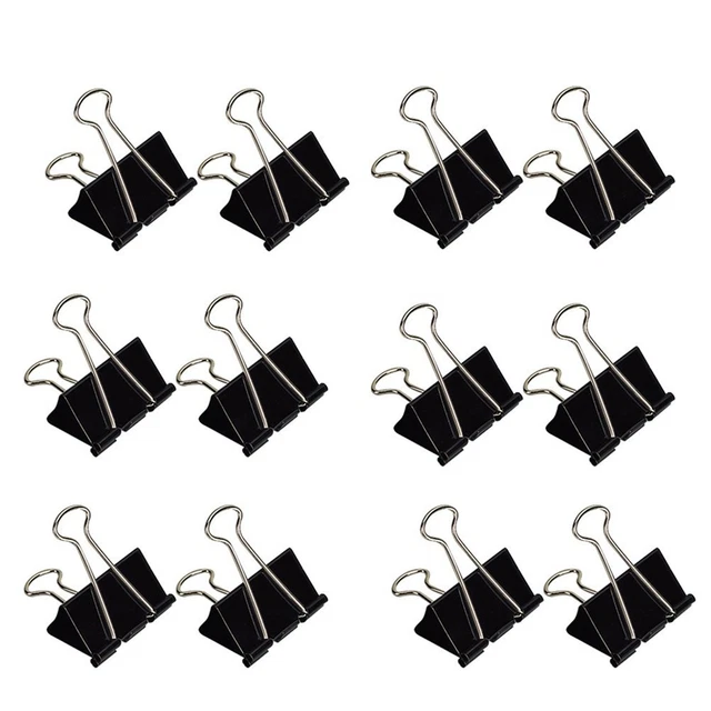 96PCS 19MM METAL Binder Clips Paper Clamp Clips Dovetail Design Clamps ...