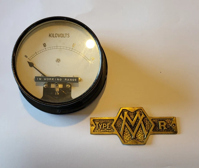 VINTAGE METROPOLITAN VICKERS Kilovolts 7" industrial gauge/bronze Type ...