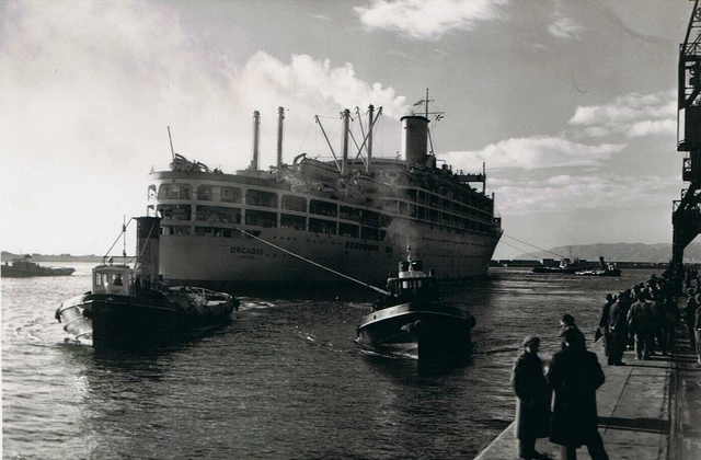 ORIENT LINE~OCEAN LINER-PAQUEBO ORCADES+TUGS 2~R.SIMON-MARSEILLE~18,2 x ...