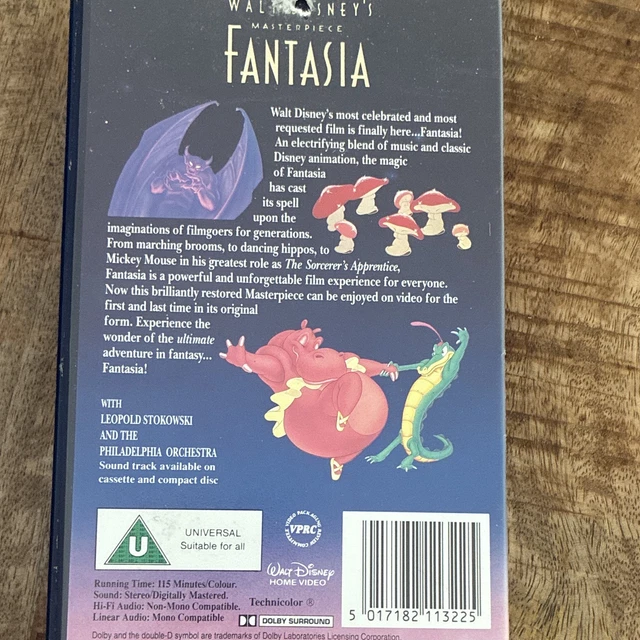 WALT DISNEY HOME Video Fantasia Masterpiece VHS PAL U 1940 Animation £7 ...