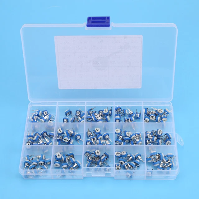 150X BLUE WHITE 100ohm-1Mohm PCB Preset Variable Resistor Trimmer ...