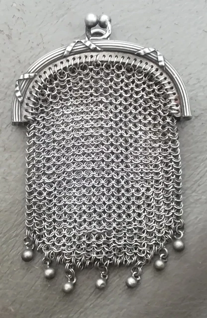 ANCIENNE PETITE BOURSE AUMÔNIÈRE EN ARGENT MASSIF Porte Monnaie EUR 28 ...