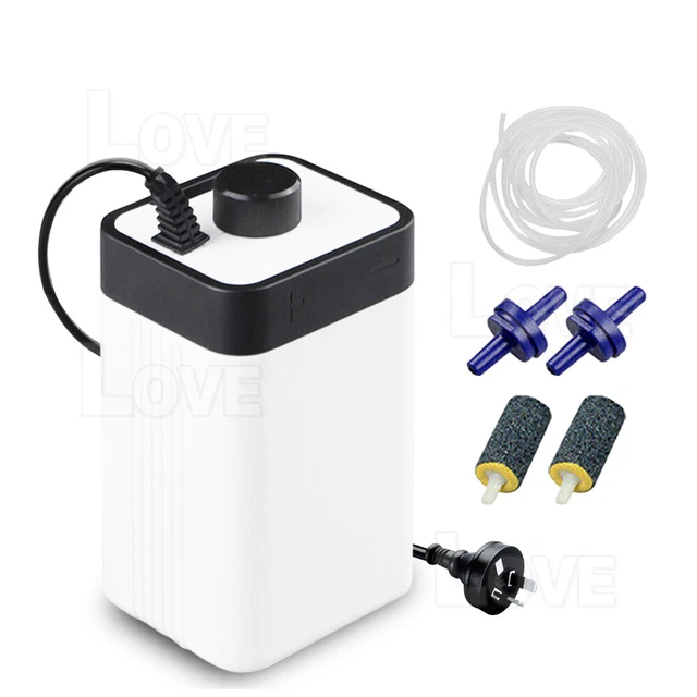 OXYGEN PUMP AQUA Fish Tank Aquarium Pond Air Bubble Disk Stone Aerator ...