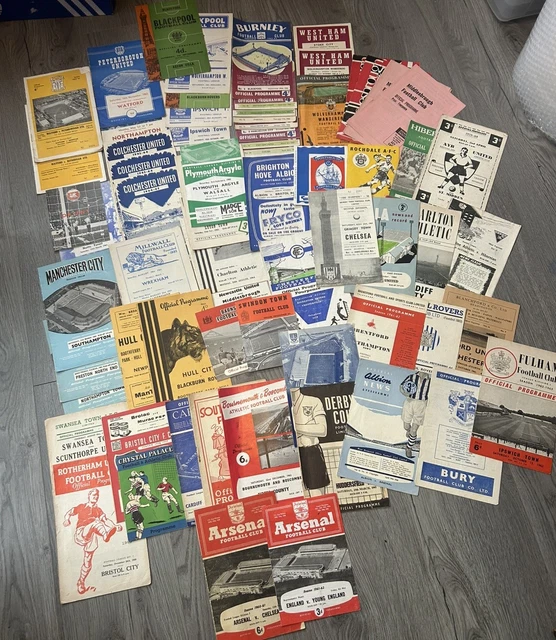 VERY LARGE BUNDLE x70 1950s early 1960s Football Programmes mixed clubs ...