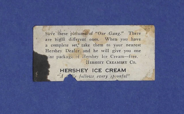 HERSHEY ICE CREAM Our Gang Little Rascals Card**F59*Hal Roach*1928*Poor ...