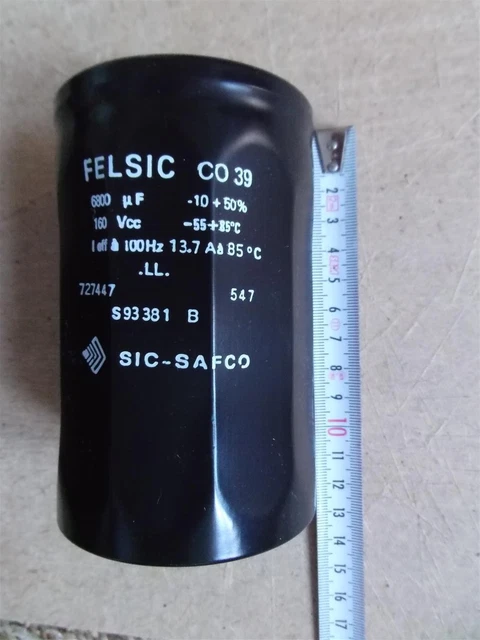 GROS CONDENSATEUR CAPACITOR FELSIC 6800uF CONDO 160V SIC SAFCO CO39 CAP POWER EUR 9,90 - PicClick FR
