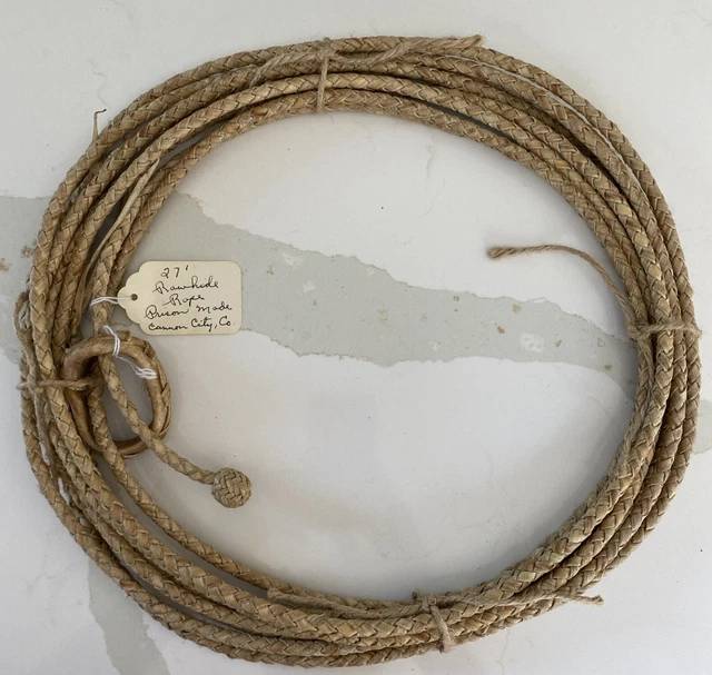 VINTAGE PRISON MADE Lariat Lasso Braid Rawhide Leather Rodeo Ranch Rope ...