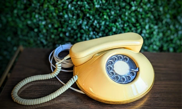 RETRO NORTHERN TELECOM Dawn Model Pankcake Rotary Telephone Yellow w ...