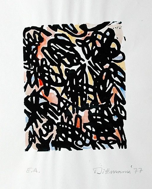 HELMUT DITTMANN 1931-2000: Liniengeflecht Aquarell Linolschnitt 1977 ...