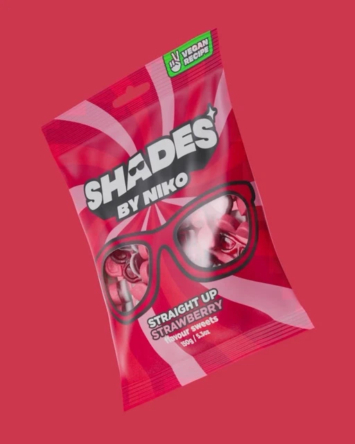 SHADES BY NIKO Omilana- BRAND NEW Straight Up Strawberry 150g x 1 Bag 🍓 ...