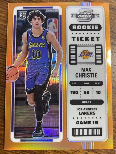 2022-23 CONTENDERS OPTIC #15 MAX CHRISTIE RC ORANGE 13/49 Lakers Rookie ...