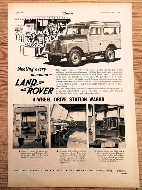 LAND ROVER SERIES One Station Wagon - 1955 - Rare Vintage Advert ...