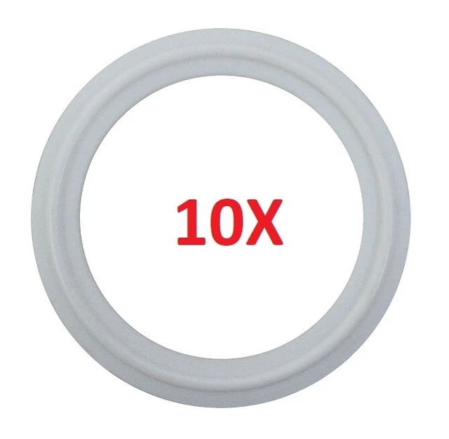 (10) TEFLON GASKET 1-1/2" TRI CLAMP TC Clover Fitting Seal White 1.5 ...