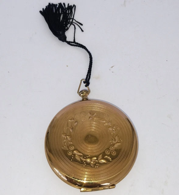 RARE VINTAGE ZELL Fifth Avenue "Gold Pocket Watch" Tassle Mirror Ladies ...