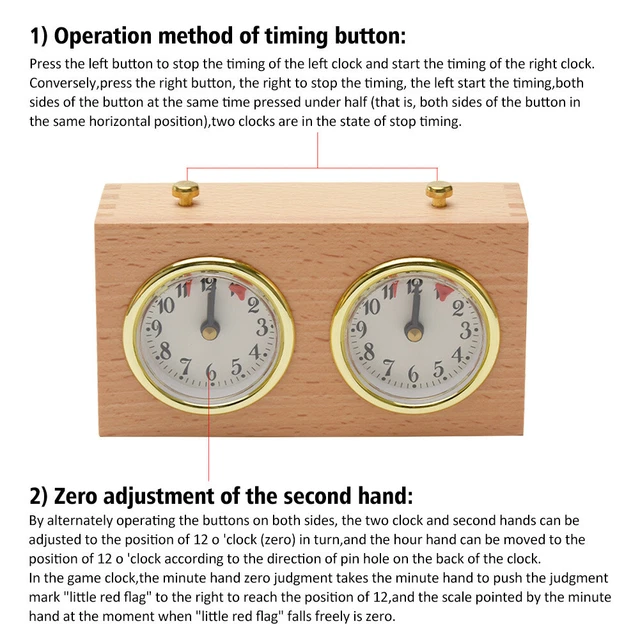 BOARD GAME ANALOG Wooden Competition Chess Clock Compact Timing Tool ...