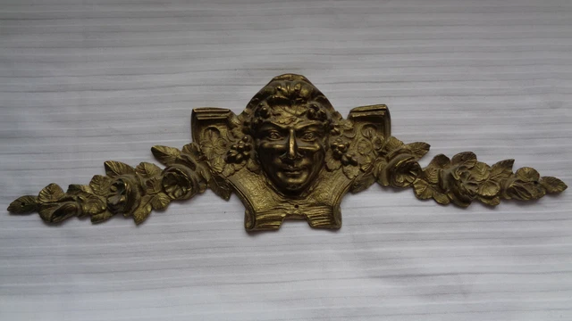 ANCIEN FRONTON BRONZE Mascaron Tete En Relief Ornement Meuble EUR 139 ...