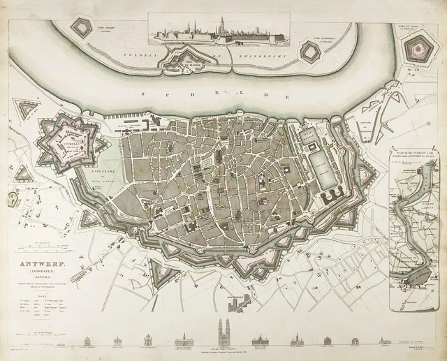 ANTWERP ANVERSA CITTÀ Plan Mappa Engraving Mappa Città Mappa Sduk 1832 EUR 75,93 - PicClick IT