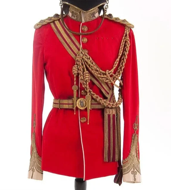 NEW BRITISH VICTORIAN Era Colonel's Uniform Red Wool Men Braiding Coat ...