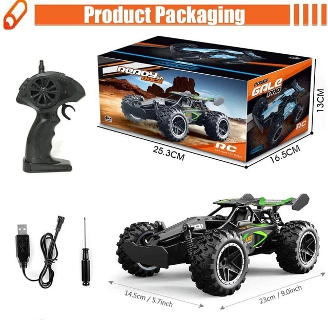HIGH SPEED RC Car 15KMH+ Rechargeable Off-Road Buggy Truck 2.4GHz Dual ...