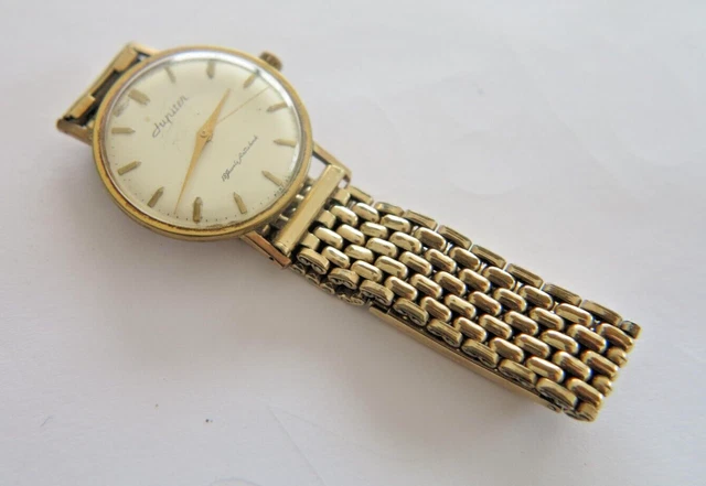GENT'S VINTAGE JUPITER Gold Plated Hand Winding Mechanical Wristwatch ...